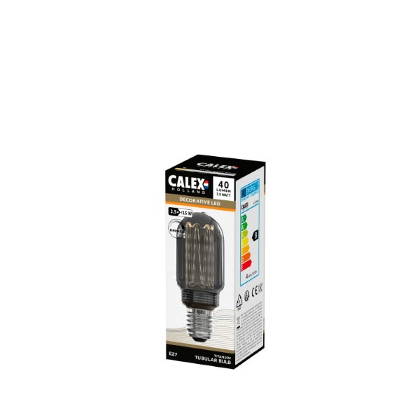 Led lamp E27 | Buis | Calex (3.5W, 40lm, 2000K, Dimbaar, Titanium) Calex Kabelshop.nl
